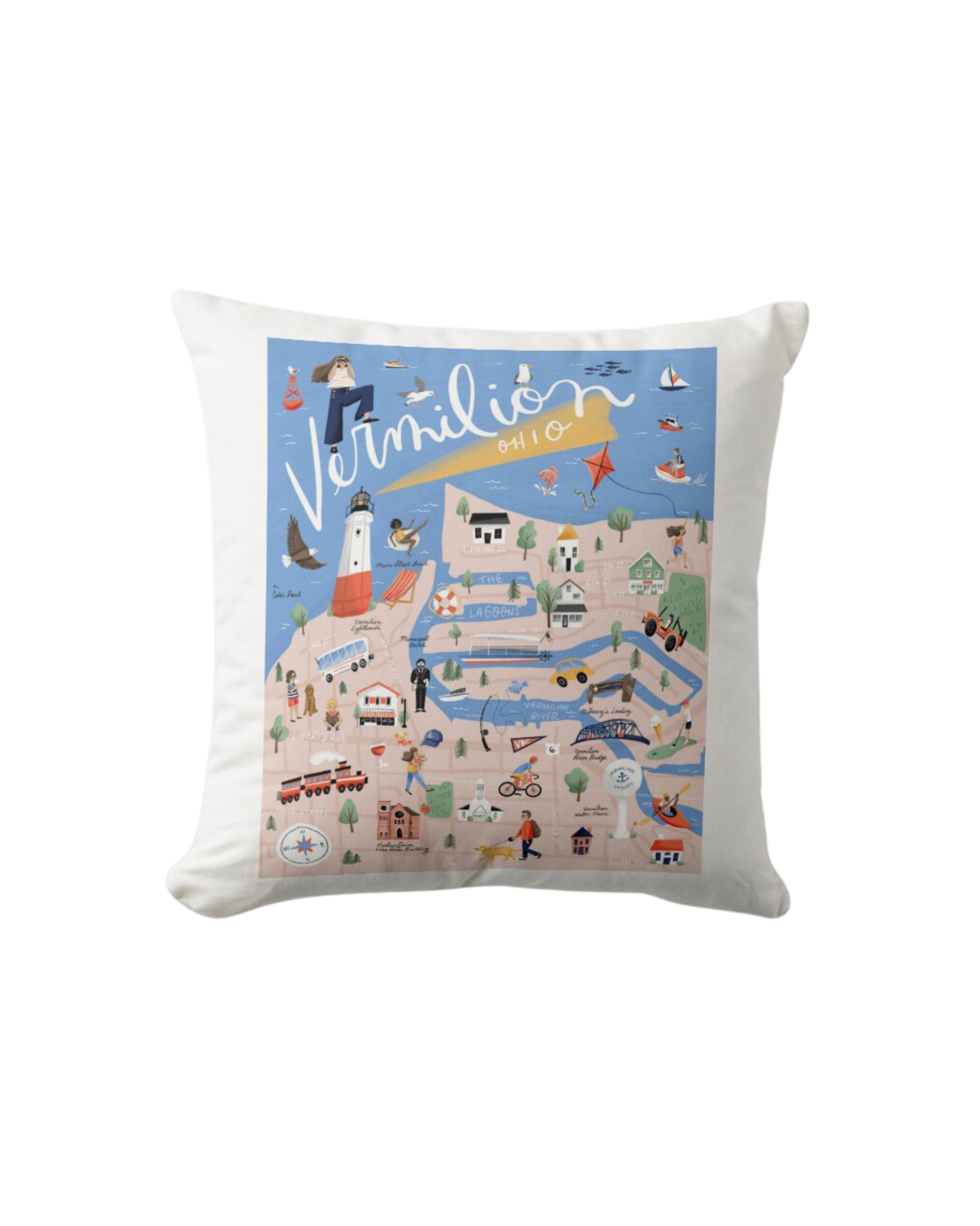 Vermilion Ohio Map Pillow – Erie and Anchor